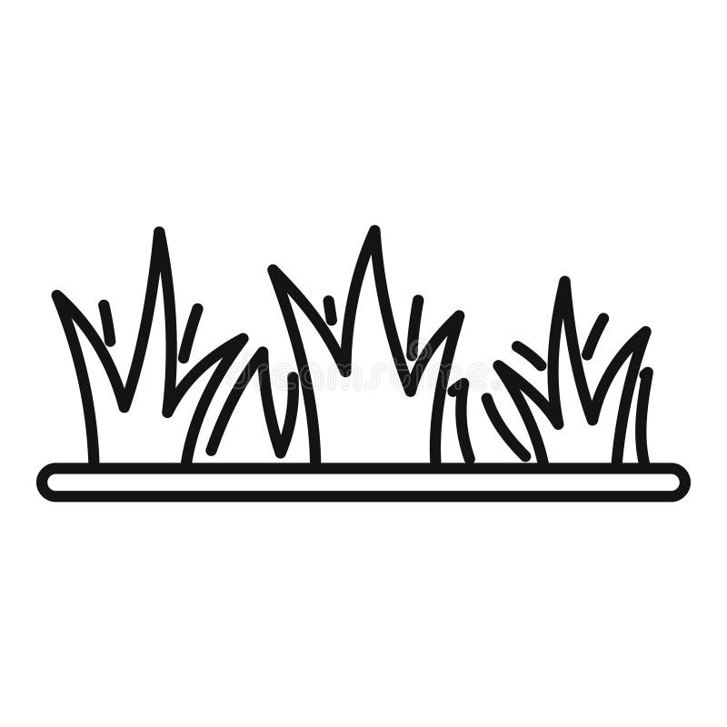 Green Grass Growing from Ground Line Art Icon Stock Vector ...