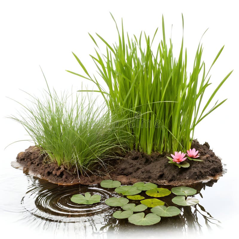 Green Grass Growing on Soft Soil with Pond Elements â€ Nature Scene ...
