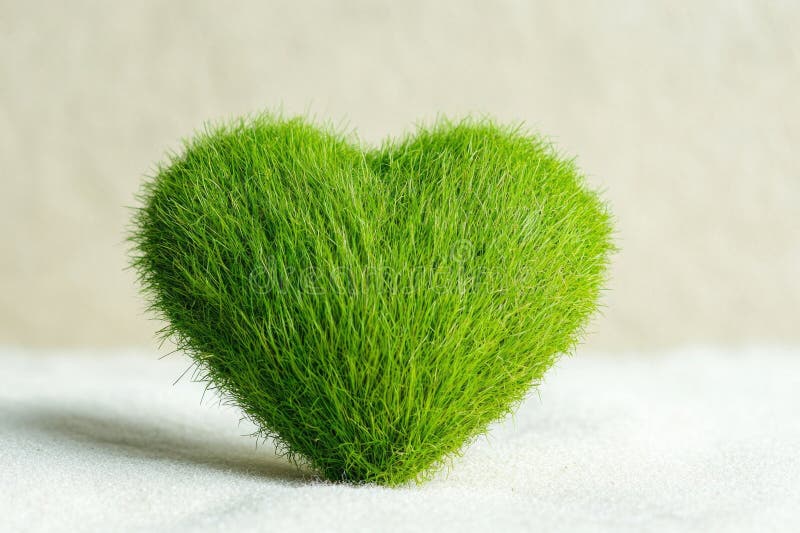 A Green Grass Heart Placed on a White Background Stock Photo - Image of ...