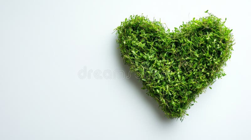 Green Grass Heart Shape Isolated on White Background with Copy Space ...