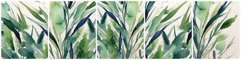 Green Grass Isolated on White, Collage, Header Stock Illustration ...