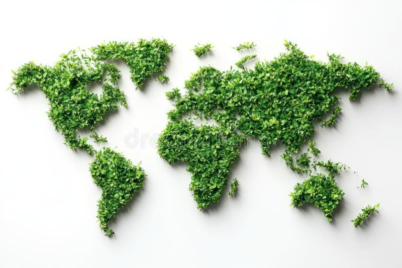 Green Grass and Leaves World Map: Ecology and Green Environment Concept ...