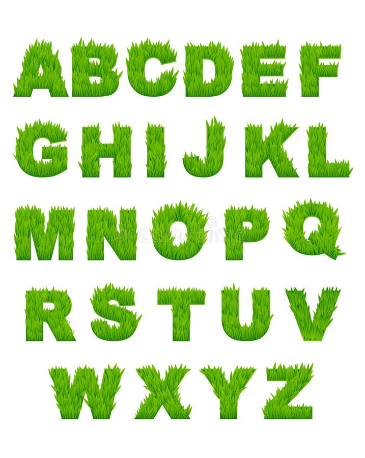 Green Grass Letters of Alphabet Stock Vector - Illustration of ...