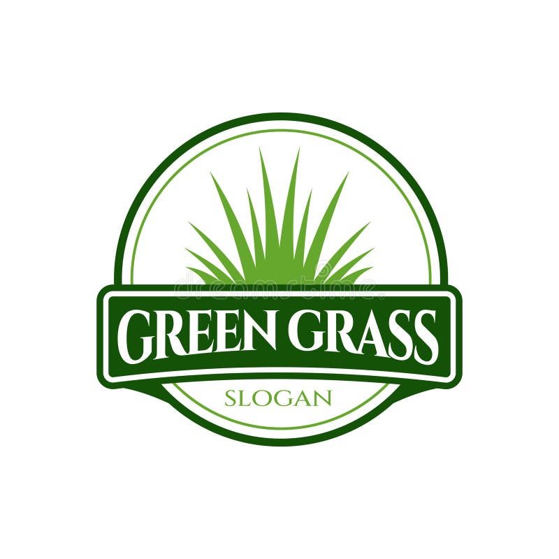 Green Grass Logo Design Emblem with Nature Theme Vector Illustration ...
