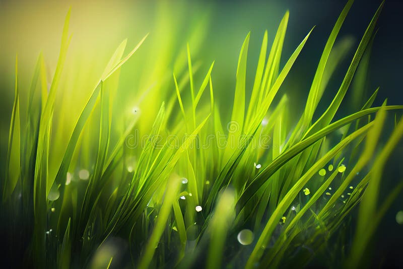 Green Grass in the Morning Sun Close-up. 3d Illustration Stock Image ...