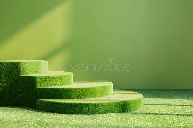 Green Grass Multi-leveled Podium. Product Display Backdrop with a Copy ...