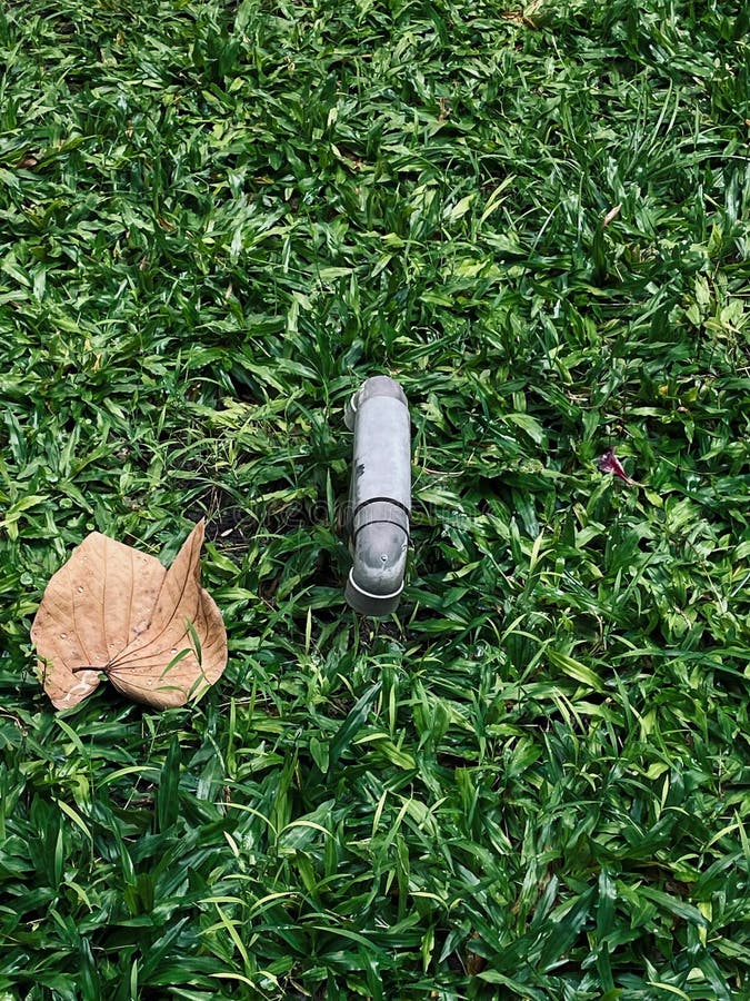 Green Grass and a Pipe of Water on the Ground Stock Photo - Image of ...