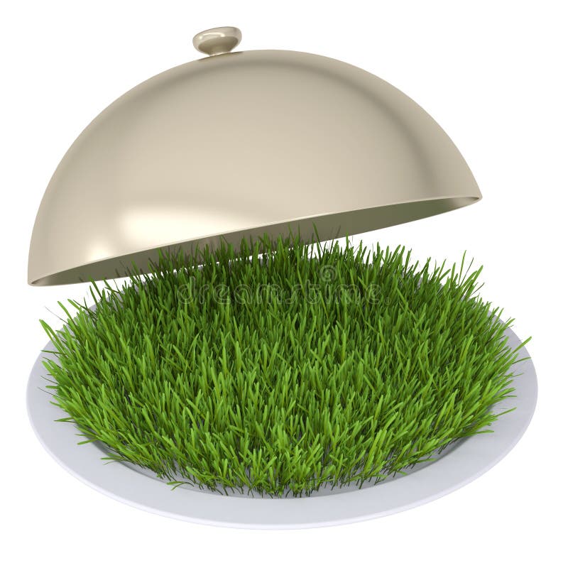 Green Grass on a Plate with a Lid Stock Illustration - Illustration of ...