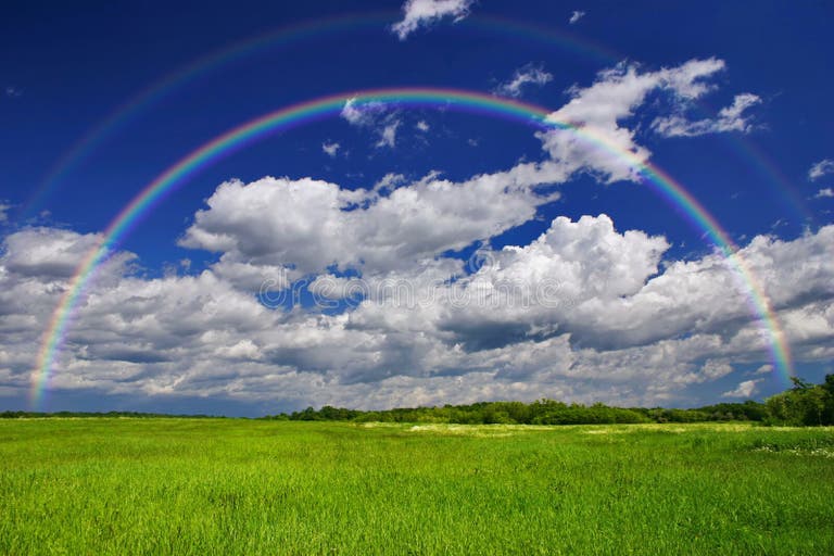 Green Grass Rainbow stock photo. Image of colourful, grow - 5436792