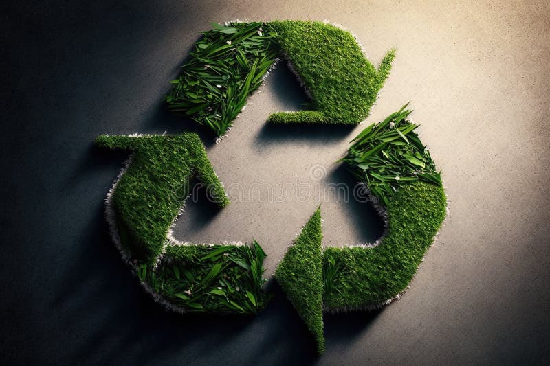 Green Grass Recycling Logo Illustration Generative Ai Stock ...