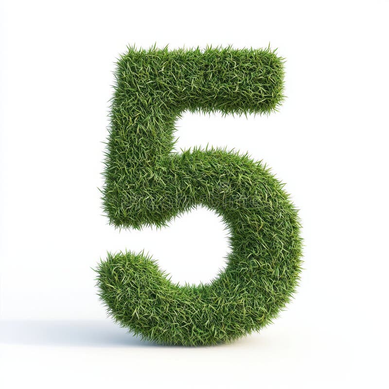 A Green Grass-shaped Number 5, Symbolizing Nature and Sustainability ...