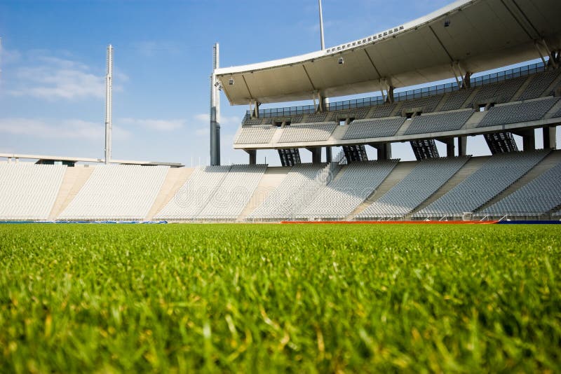 Green-cut Grass in Large Stadium Stock Image - Image of equipment ...