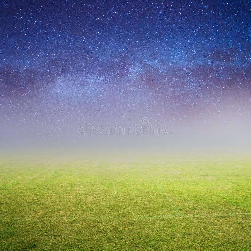 Green Grass and Star Night in Beautiful Night Stock Image - Image of ...