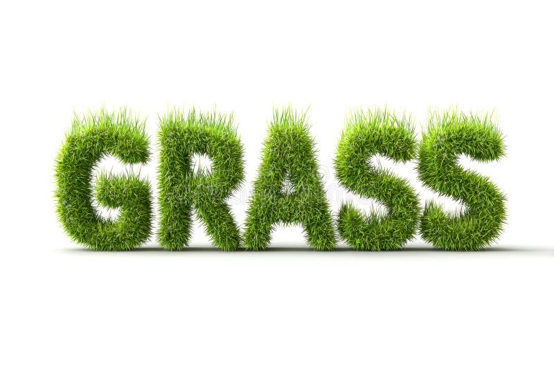 Green Grass Text Design with Lush Lettering in 3d Style Stock ...