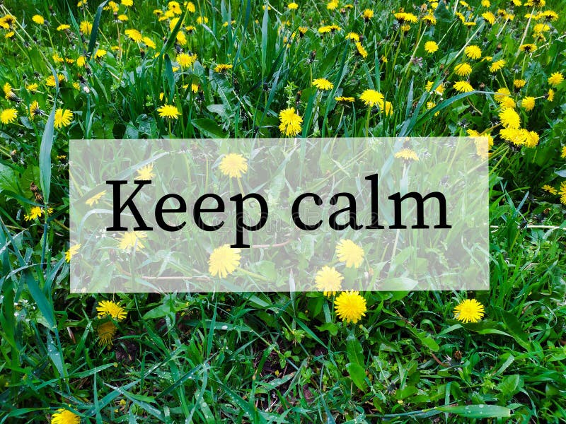 Green Grass Text Keep Calm Banner Stock Image - Image of text, flower ...