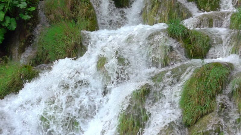Green Grass and a Waterfall. Slow Motion Stock Footage - Video of ...