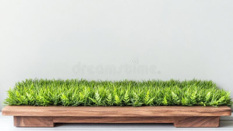 Green Grass is on Wood Platform with Nature Theme and Freshness ...