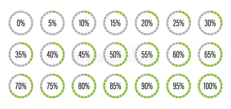 Green and Gray Color Fill Pie Charts Indicator Template. Circle Graph ...