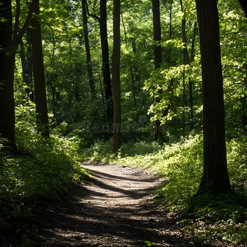 Green Greenery Forest Path Peaceful Pathway Road Landscape Stock ...