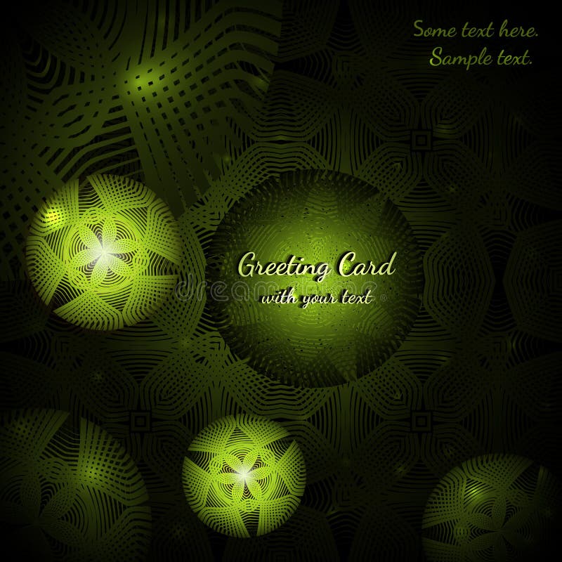 Green Greeting Card with Abstract Round Patterns Stock Vector ...