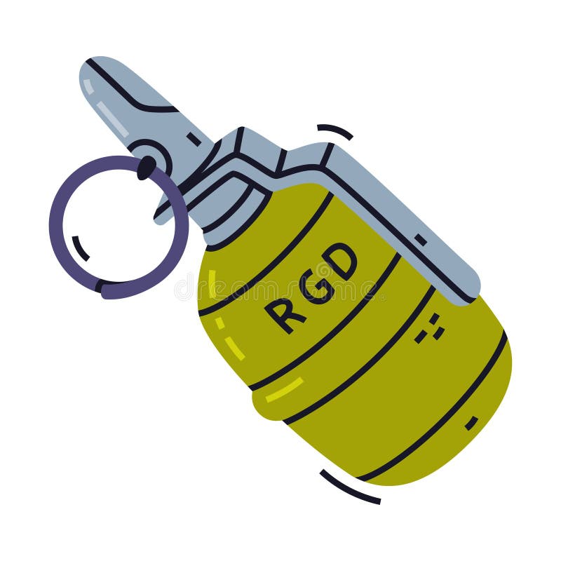 Green Grenade As Explosive Weapon Thrown by Hand Vector Illustration ...