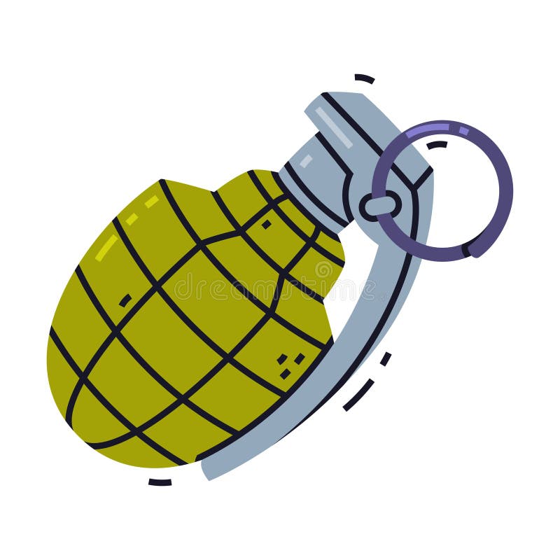 Green Grenade As Explosive Weapon Thrown by Hand Vector Illustration ...