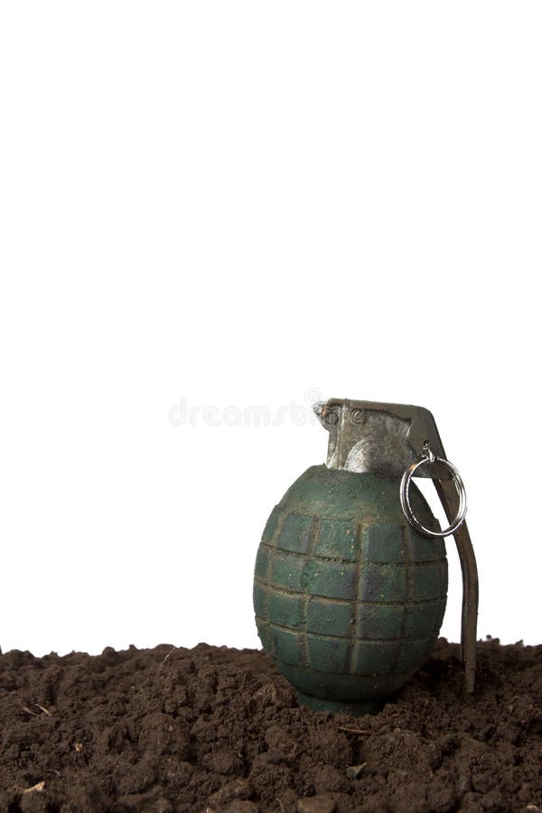 Green grenade on white stock image. Image of equipment - 23926745