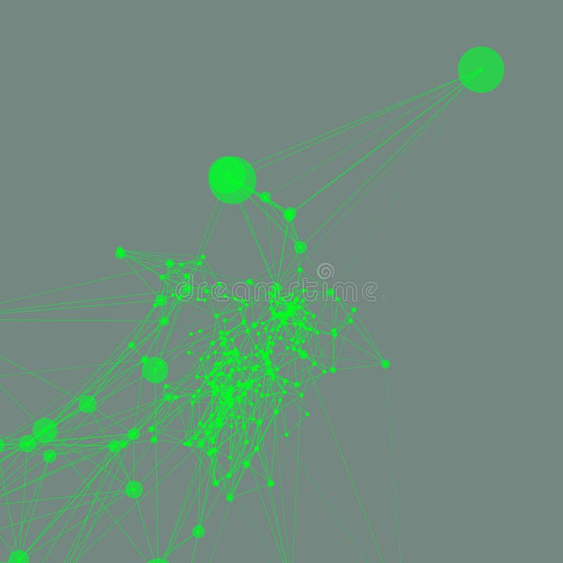 Green on Grey Abstract Background. Connecting Dots with Lines Stock ...