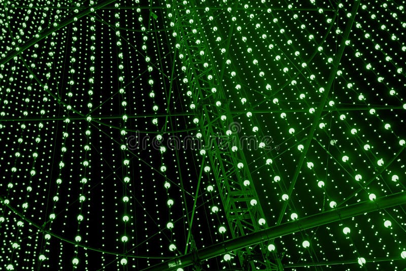 Green Grid of Beautiful Lights - Modern Light Show Stock Image - Image ...