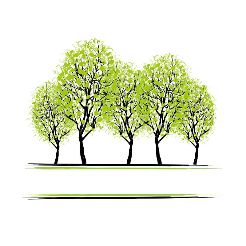 Grove with Trees for Your Design Stock Vector - Illustration of green ...