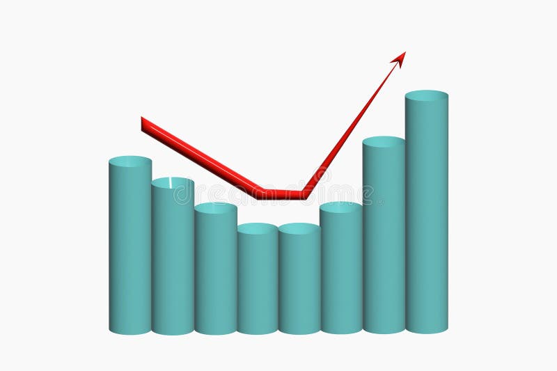 A Green Growth Chart with a Red Arrow. on a Light Background Stock ...