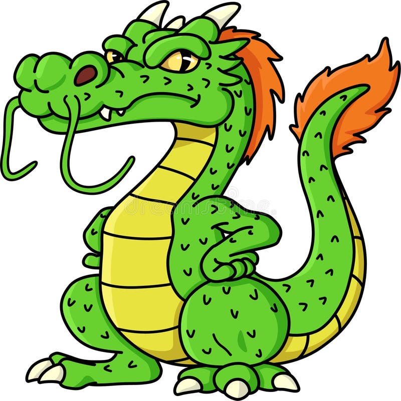Green grumpy dragon stock illustration. Illustration of mustache ...