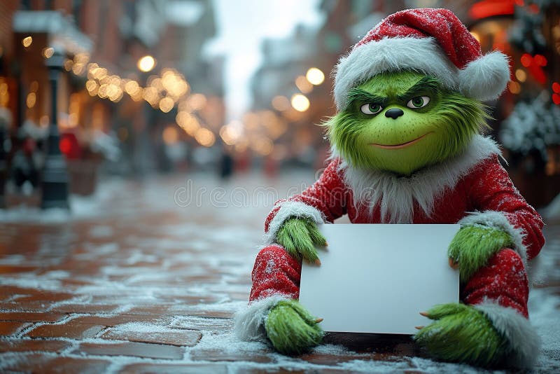 A Green Grumpy Face with a Red Hat Stock Illustration - Illustration of ...