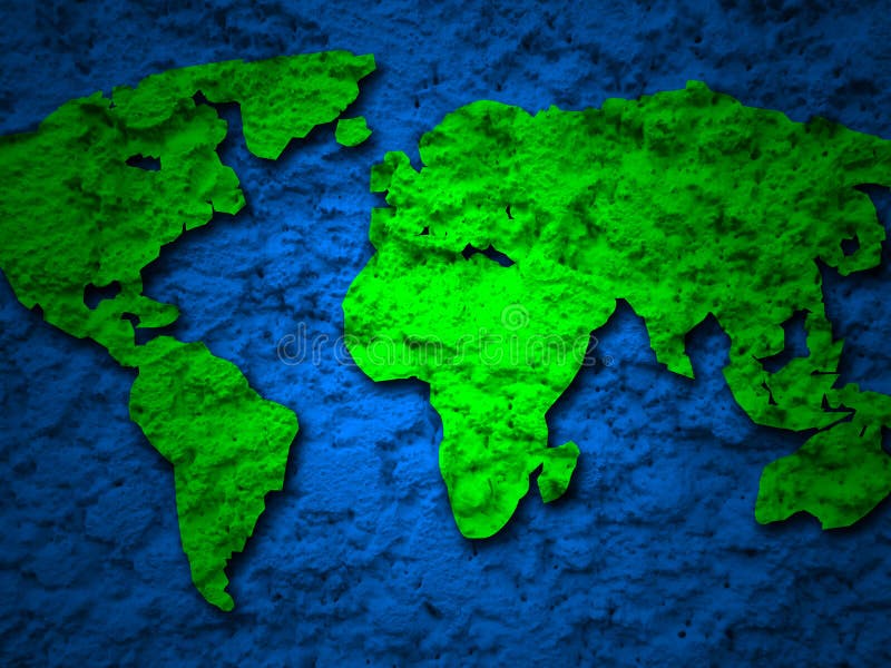Green Grunge Earth Map on a Blue 1 Stock Photo - Image of effect, world ...
