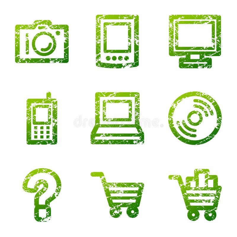 Electronics Web Icons, Green Grey Solid Icons Stock Vector ...