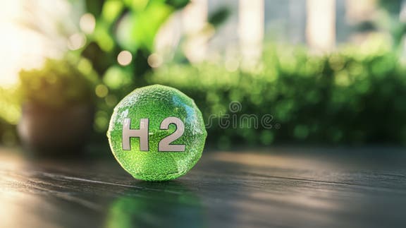 Green H2 Hydrogen Sphere on Wood Stock Illustration - Illustration of ...