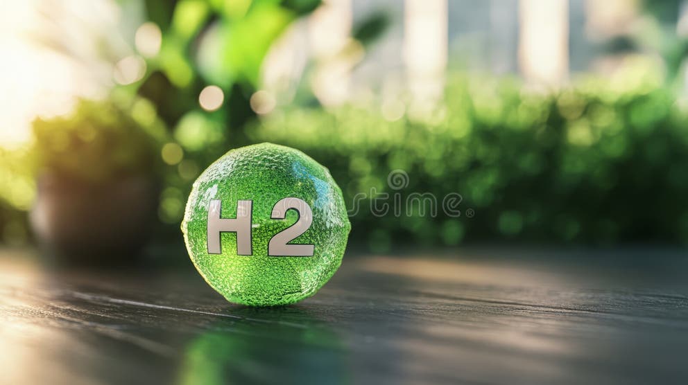 Green H2 Hydrogen Sphere on Wood Stock Illustration - Illustration of ...