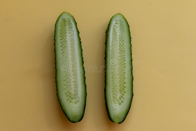 Green Half of Cucumber Top View Stock Photo - Image of food, tasty ...