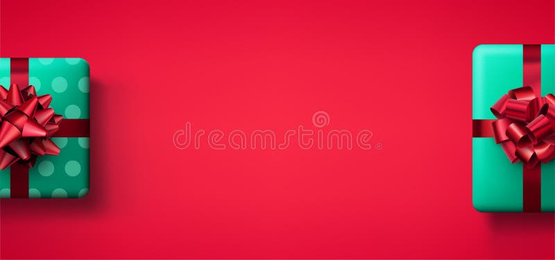 Green Half Hidden Gift Boxes with Red Bows Stock Vector - Illustration ...