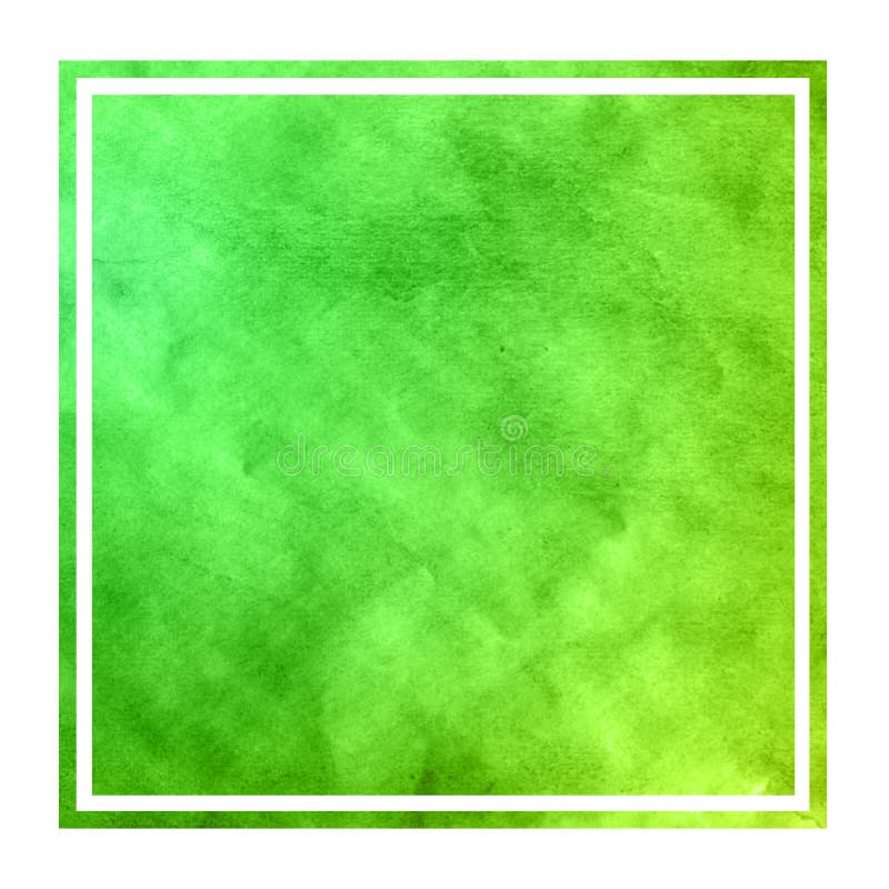 Green Hand Drawn Watercolor Rectangular Frame Background Texture with ...