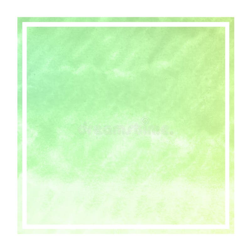 Green Hand Drawn Watercolor Rectangular Frame Background Texture with ...