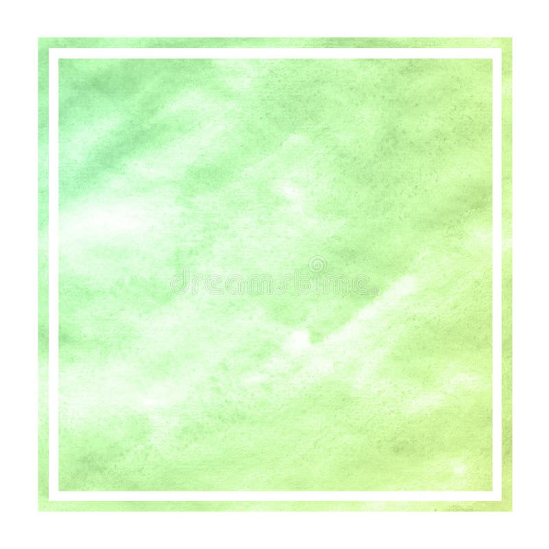 Green Hand Drawn Watercolor Rectangular Frame Background Texture with ...