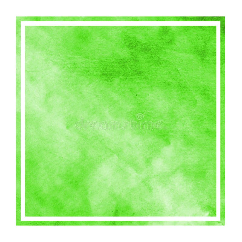 Green Hand Drawn Watercolor Rectangular Frame Background Texture with ...