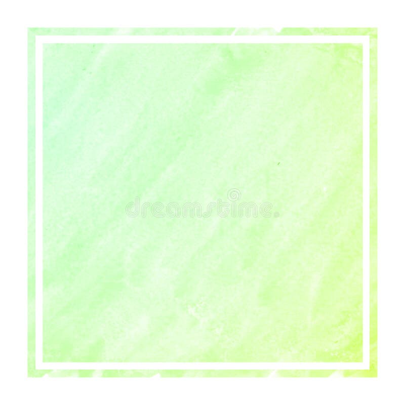 Green Hand Drawn Watercolor Rectangular Frame Background Texture with ...