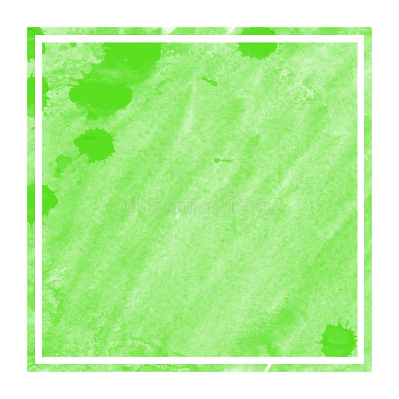 Green Hand Drawn Watercolor Rectangular Frame Background Texture with ...
