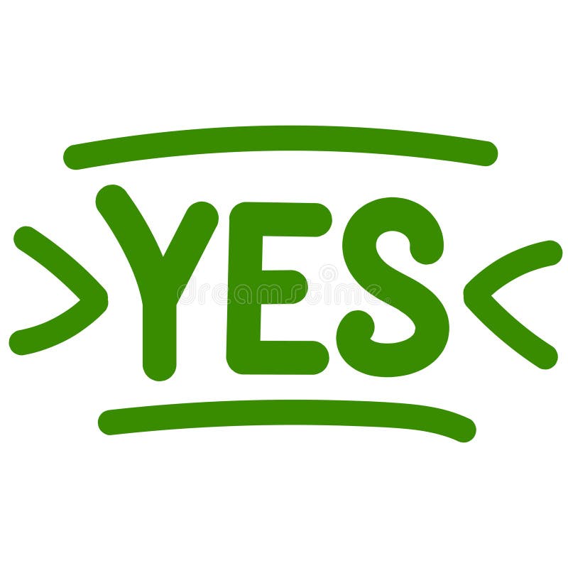 Green Hand Drawn Yes Icon, Yes Approval Consent Sign Stock Vector ...