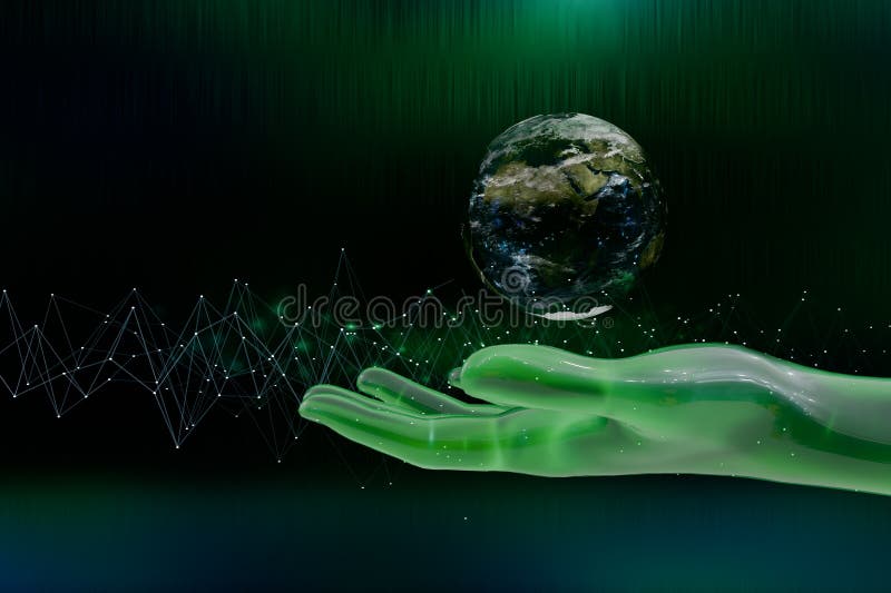 A Green Hand Gently Holds a Globe, Symbolizing Earth Day and ...