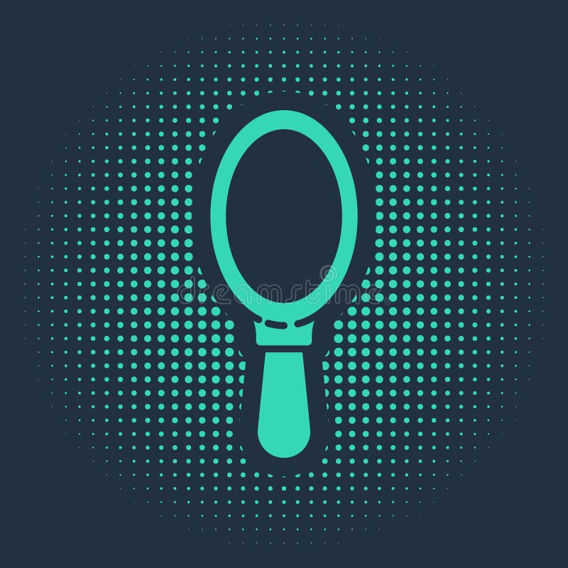 Green Hand Mirror Icon Isolated on Blue Background. Abstract Circle ...