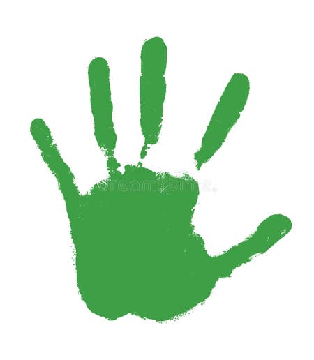 Green Handprint Isolated on White. Stock Illustration - Illustration of ...