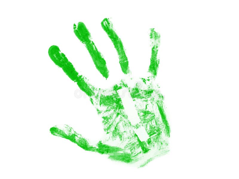 Green Hand Print With White Exclamation Mark Stock Image - Image of ...